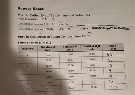 Solved Part A Collection Of Equipment And Solutions Room