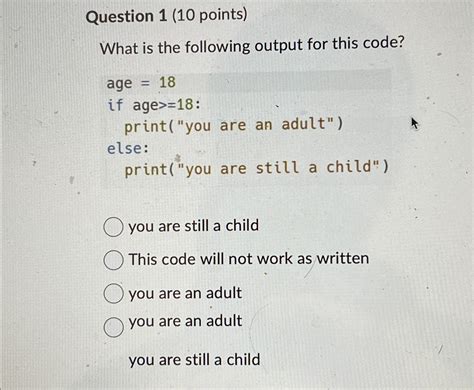 solved question 1 10 ﻿points what is the following output