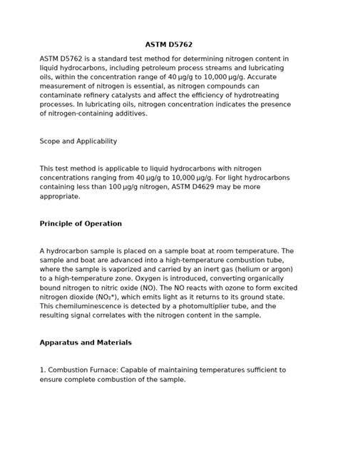 Astm D5762 Nitrogen Testing Method Pdf Calibration Nitrogen