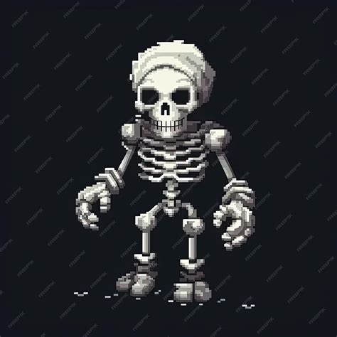 A Pixel Art Of A Skeleton With A Bandage On Its Head Premium Ai