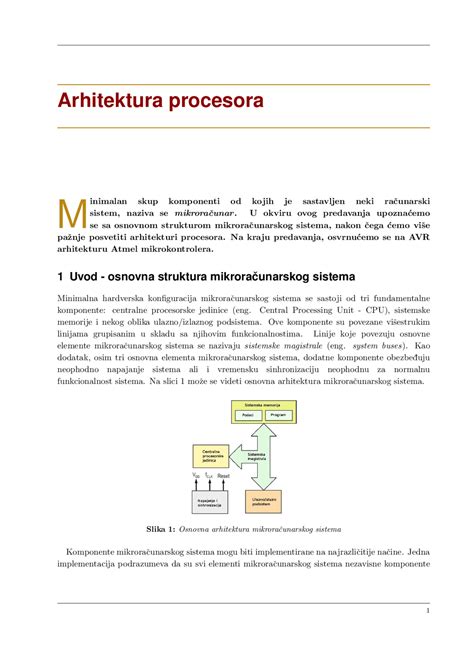 arhitektura procesora ispiti predlog arhitektura docsity
