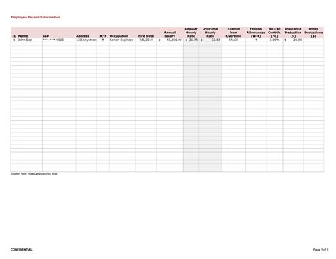 Printable Payroll Ledger Template Spar Premium Template