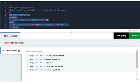 Sql I Have Written The Code For A Plsql Exception Handler But Still Its Not Passing The Test