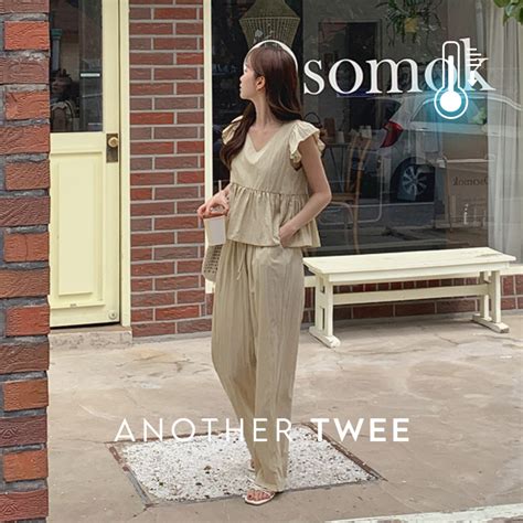 어나더트위 나시투피스 오늘출발🚀 제작 Tst0070 로프레 프릴 슬리브리스 와이드 팬츠 세트프릴나시프릴블라우스나시블라우스밴딩팬츠나시투피스