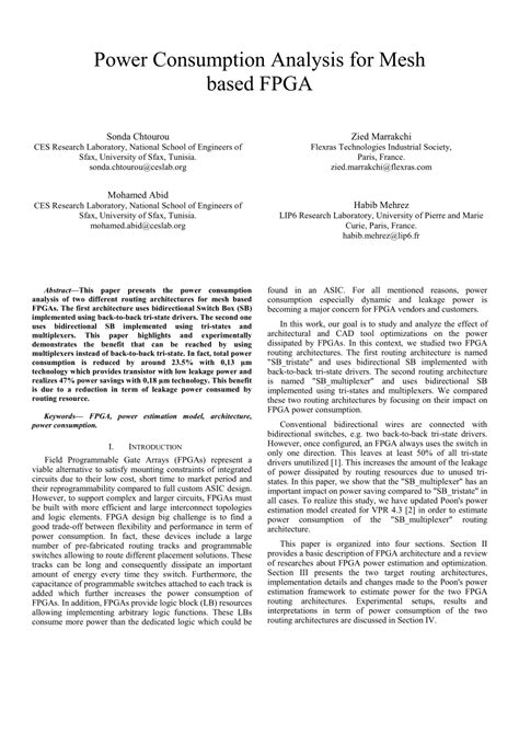 Pdf Power Dissipation Analysis For Island Style Fpga Architecture