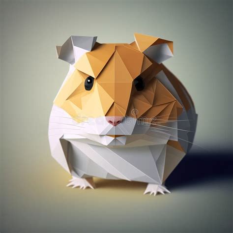 Origami Paper Hamster Paper Fold Toy Generative Ai Stock Illustration