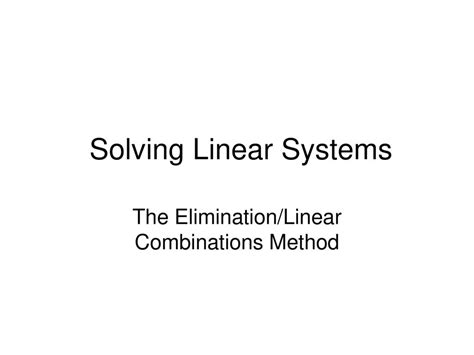 solving linear systems ppt download