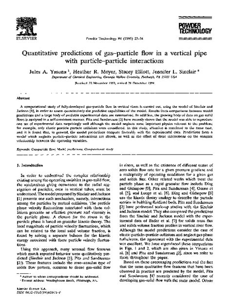 pdf quantitative predictions of gas particle flow in a vertical pipe with particle particle