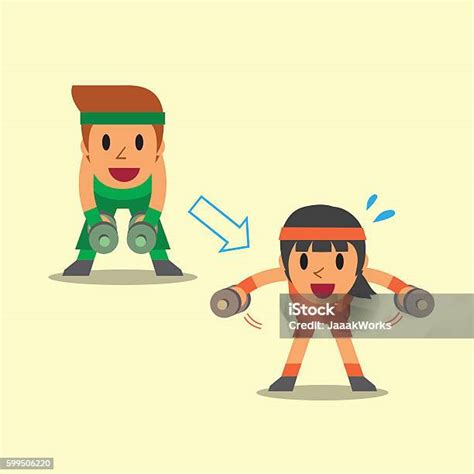 측면 인상 운동 단계 훈련을 통해 구부러져 아령을하는 사람들 건강한 생활방식에 대한 스톡 벡터 아트 및 기타 이미지 건강한 생활방식 굽은 귀여운 Istock