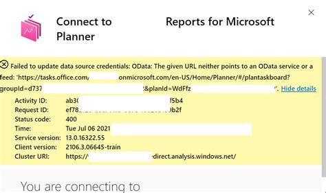 Solved Error Connecting Power Bi To Microsoft Planner Ta