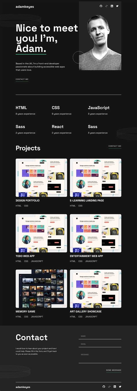Frontend Mentor Single Page Porfolio HTML CSS JS Coding Challenge Solution
