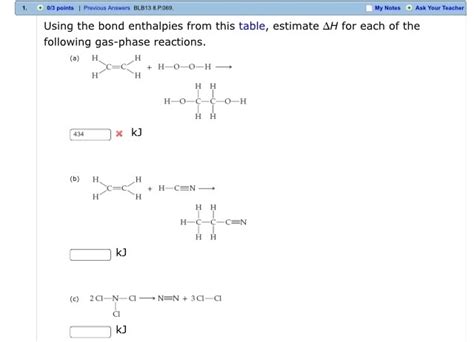 Solved Using The Bond Enthalpies From This Table Estimate