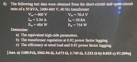 solved the following test data were obtained from the