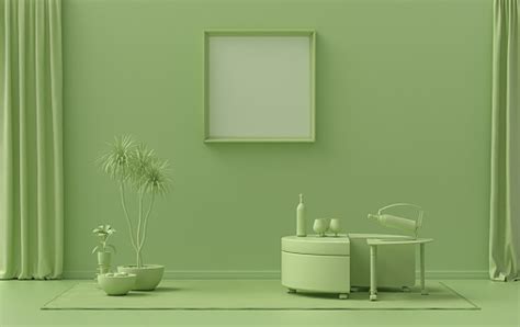 단일 의자와 식물 3d 렌더링밝은 녹색 색상 흑백 플랫 룸의 싱글 프레임 갤러리 월 3차원 형태에 대한 스톡 사진 및 기타 이미지 3차원 형태 거실 흑백 사진