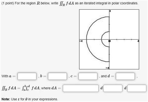 solved for the region r below write âˆ¬r fda as an iterated integral