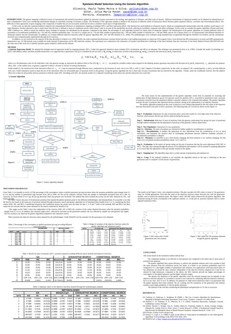 Pdf Epistasis Model Selection Using The Genetic Algorithm