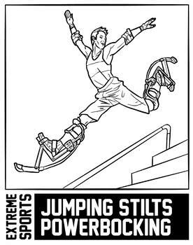 Powerbocking Jumping Stilts Extreme Sports Coloring Page Book By