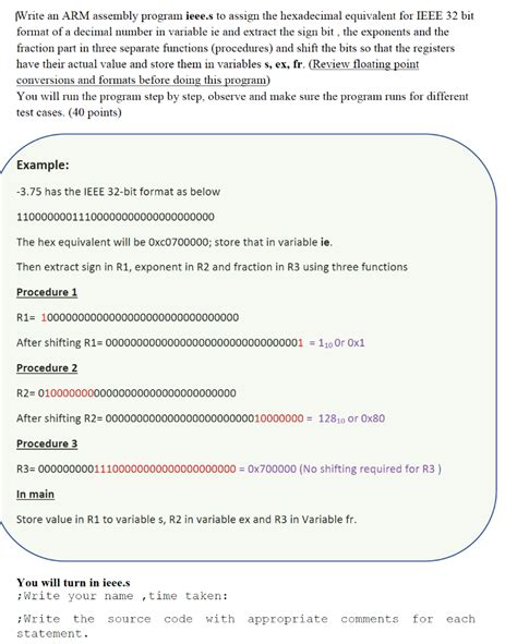 Solved Write An Arm Assembly Program Ieees To Assign The