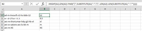 Excel Finding Size From Skus Stack Overflow