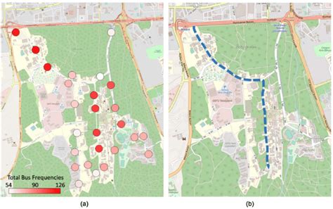 A Total Bus Frequency At Each Stop B Route Proposed For Autonomous Download Scientific