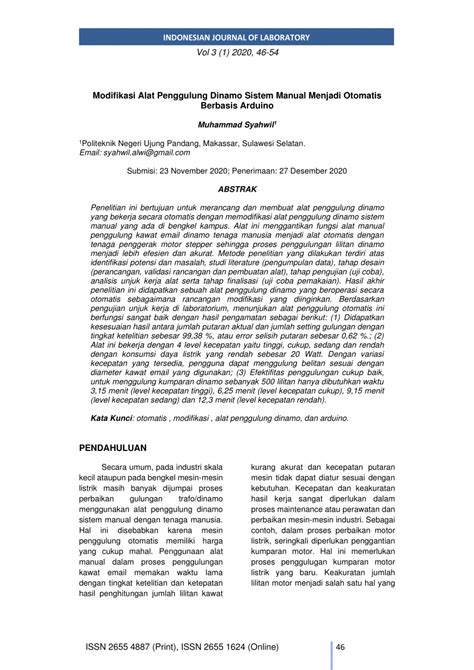Pdf Modifikasi Alat Penggulung Dinamo Sistem Manual Menjadi Otomatis