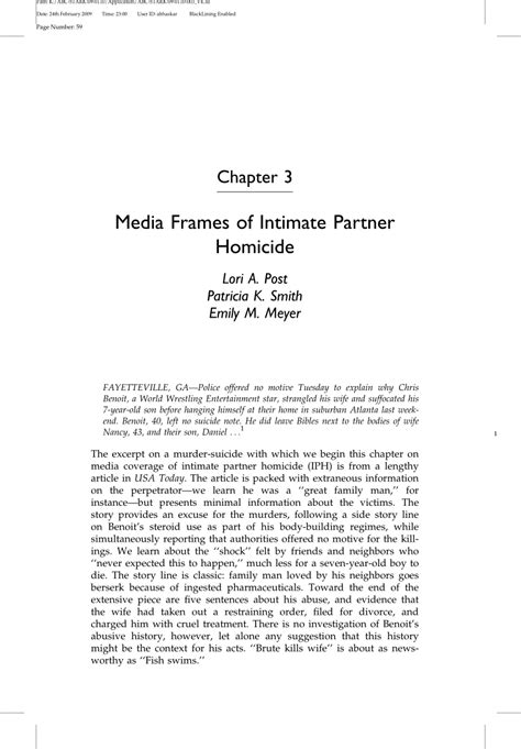 Pdf Media Frames Of Intimate Partner Homicide