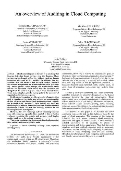 Pdf An Overview Of Auditing In Cloud Computing