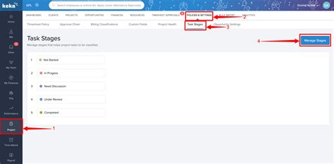 Managing Task Stages