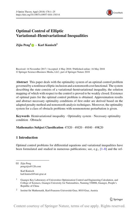 Optimal Control Of Elliptic Variational Hemivariational Inequalities