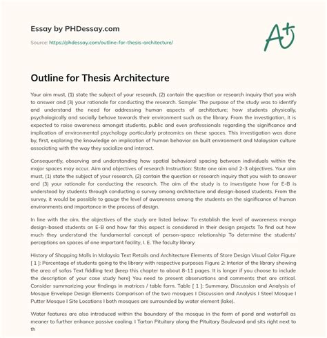 Outline For Thesis Architecture