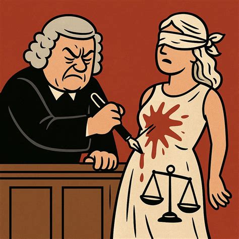 Justice Is Murdered By A Judge The Weapon Used In The Murder Is A Pen And The Place Of The