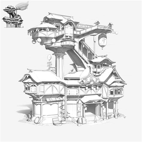Artstation Building Pang P Chinese Architecture Concept