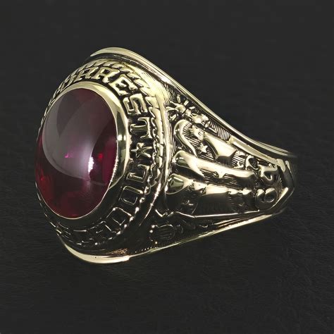 10ct Yellow Gold Red Gemstone College Ring Britannia Jewellery