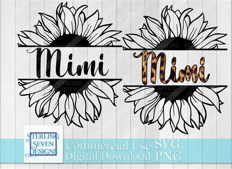 Mimi Svg Mimi Png Sunflower Svg Split Sunflower Svg Leopard Mimi