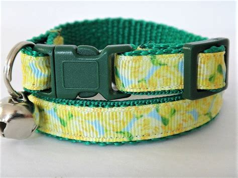Yellow Floral Cat Or Kitten Collar Girl Cat Collar With Flowers