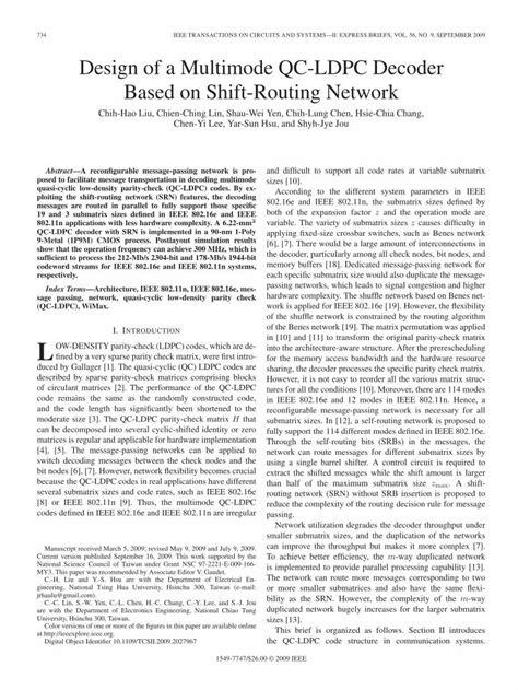 Pdf Design Of A Multimode Qc Ldpc Decoder Based On Shift Routing