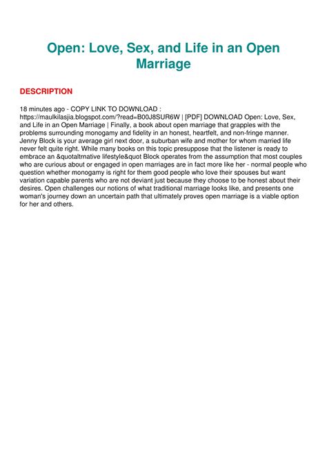PPT PDF READ Open Love Sex And Life In An Open Marriage Ipad PowerPoint Presentation ID