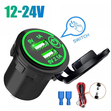 듀얼 Usb 충전기 소켓 12v 24v Usb 콘센트 방수 31a 듀얼 충전기 소켓 터치 스위치 자동차 보트 해양