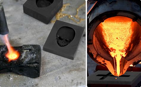 Qwork Graphite Casting Mold Set 3 Pcs Skull Cross And Heart Casting Ingot Molds