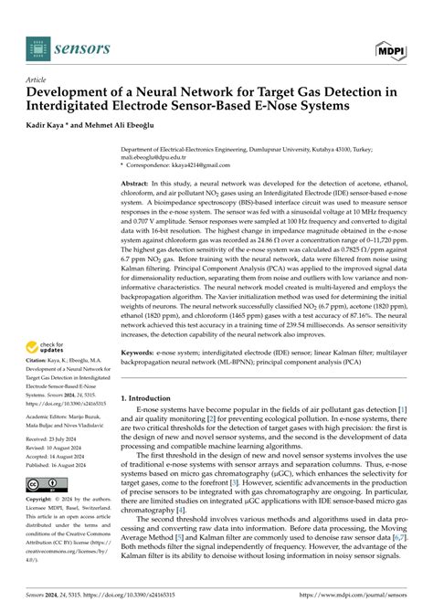Pdf Development Of A Neural Network For Target Gas Detection In