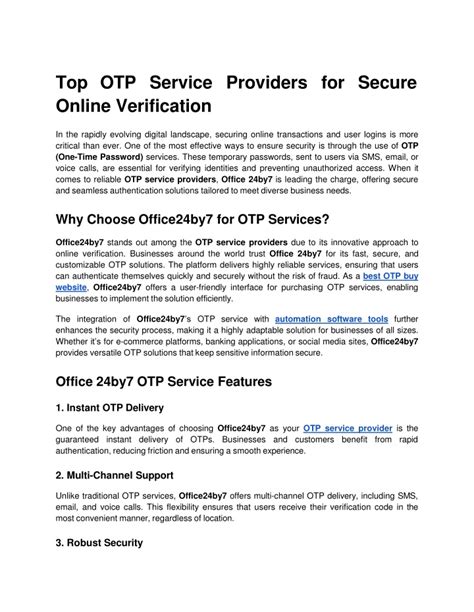 PPT Top OTP Service Providers For Secure Online Verification Docx Google Docs PowerPoint