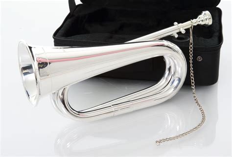 Silver Plated Bb Tunable Bugle With Mouthpiece Retaining Chain Case The Marching Band Shop