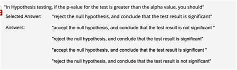 Solved In Hypothesis Testing If The P Value For The Test Chegg