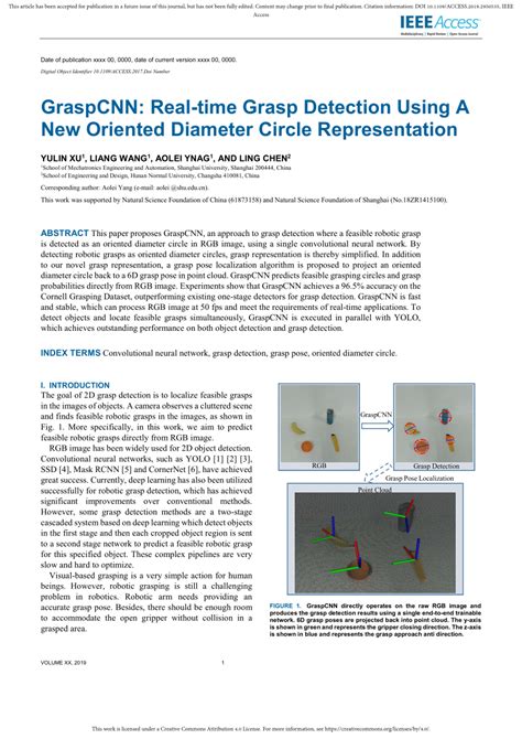 Pdf Graspcnn Real Time Grasp Detection Using A New Oriented Diameter Circle Representation