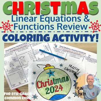 Linear Equations Functions Christmas Coloring Activity TPT
