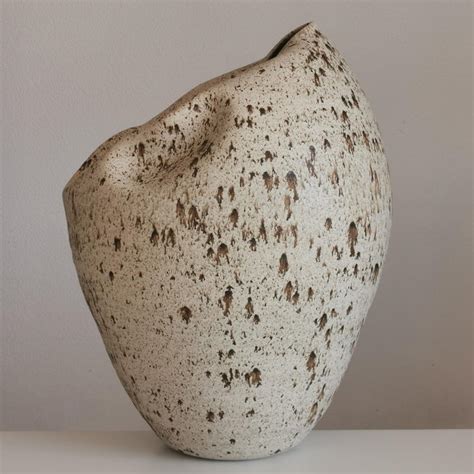Tall Collapsed Form With White Speckled Glaze No93 Large Ceramic