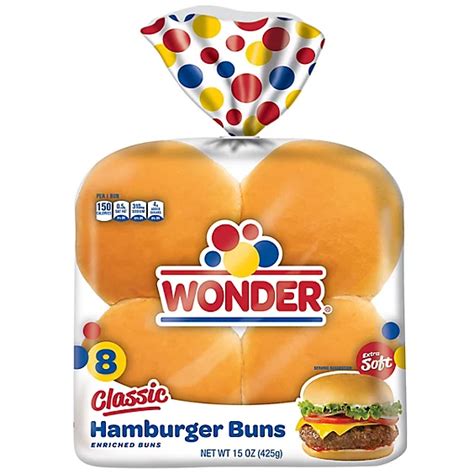 Wonder Bread Classic White Bread Hamburger Buns 8 Count 15 Oz