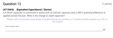 Solved 713464 Equivalent Capacitance Series A