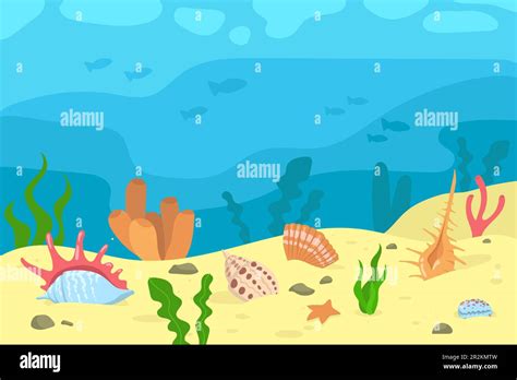 Cartoon Illustration Of Seashells And Corals In Sand Stock Vector Image And Art Alamy