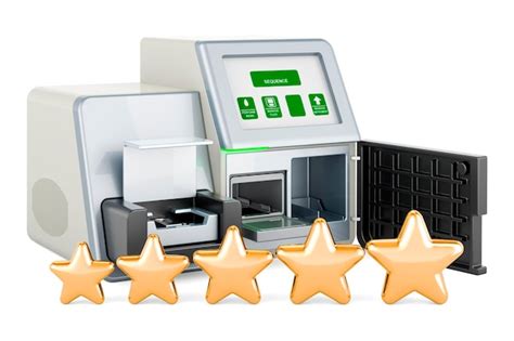 premium photo dna sequencer with five golden stars 3d rendering
